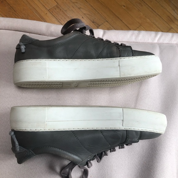 J Slides | Shoes | J Slide Gray Leather Platform Sneaker | Poshmark